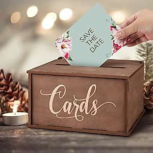 MISTOD Wooden Wedding Card Box with Slot, Farmhouse Wedding Decoration for Reception, Card Box with Lid for Wedding Gifts & Money | Baby & Bridal Shower