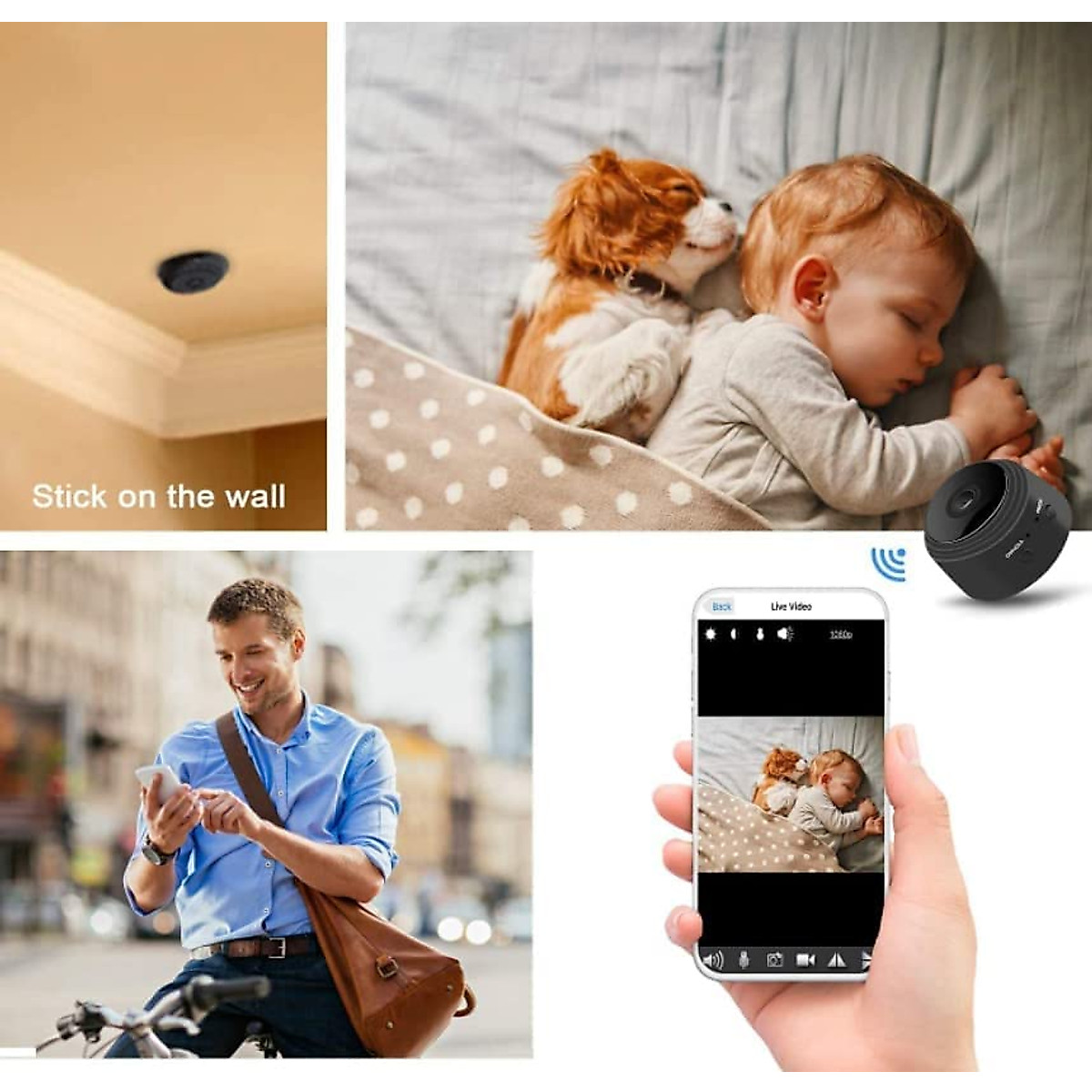 Jukllezan Mini Spy Camera Wireless WiFi Hidden Camera 1080P Full HD Quality with Night Vision and Motion Detection Security Nanny Camera for Home/Office/Car Indoor Monitor