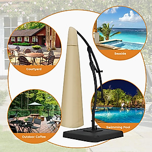 Uthem Patio Umbrella Parasol Cover - 600D Waterproof Outdoor Style Umbrella Cover - Fits Patio Offset Cantilever Umbrella 9-13 Ft, Begie Umbrella Cover