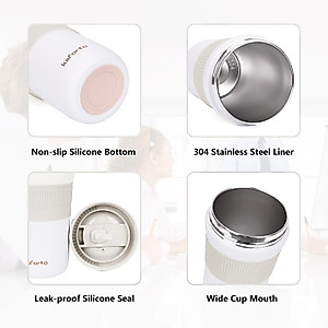 kaforto Travel Coffee Mug 15 oz, Insulated Coffee Cups with Flip Lid, Stainless Steel Coffee Mugs Spill Proof, Double Wall Vacuum Tumblers, Reusable To Go Mug for Hot/Ice Coffee Tea - 450ml, White