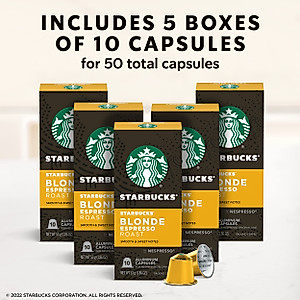 Starbucks by Nespresso Blonde Roast Espresso (50-count single serve capsules, compatible with Nespresso Original Line System)
