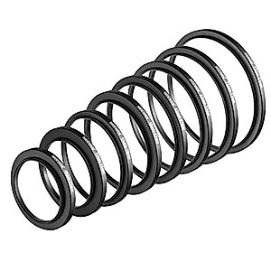 NEEWER 8PCS Step Up Rings Filter Adapter, 49-52mm, 52-55mm, 55-58mm, 58-62mm, 62-67mm, 67-72mm, 72-77mm, 77-82mm Threaded Premium Anodized Aluminum Frame