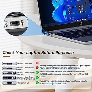 TobenONE USB C Laptop Docking Station Dual Monitor, 15-in-1 USB C Dock with Dual HDMI, 65W Power Supply, VGA, 4 USB 3.0, 2 USB 2.0, USB C, SD/TF, Ethernet and Audio/Mic for Lenovo, HP, Dell, Surface