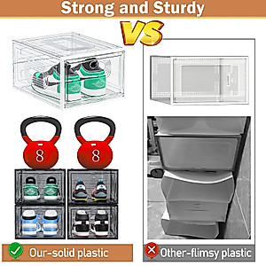 cakraie 10 Pack Thicken Shoe Organizer Stackable,Upgraded Sturdy Shoe Storage Box with Magnetic Door,Shoe Containers For Sneaker Display,Hat Organizer,White