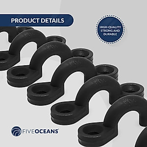 Five Oceans 10-Pack 1/4-Inch Nylon Bungee Deck Loops, Tie Down Pad Eye Straps for Boat Kayak Canoe Deck Rigging - FO2866