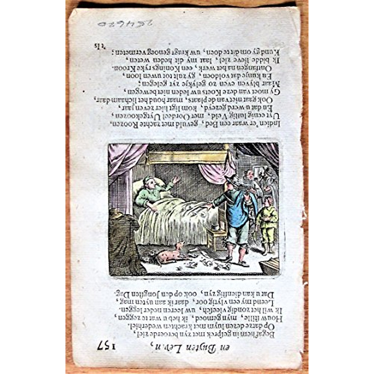 Antique Copperplate Miniature Engraving: BL157 from Ouderdom, Buyten Leven, en Hof Gedachten