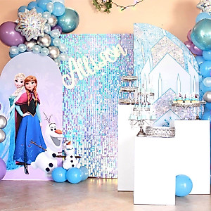 Shimmer Wall Backdrop Iridescent Panels Sequin Wall Panels Glitter 24 Panels Square Shimmer Backdrop Decorations for Birthday Anniversary Engagement Wall