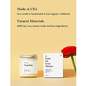 Mia's Co Grapefruit Scented Candle, Handmade with Natural Soy Wax and Cotton Wicks, 7.5 oz Minimalist Aromatherapy Candle for Home, Long Lasting Burning for Stress Relief, Candle Gift for Women