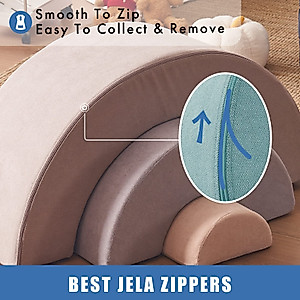 jela Kids Couch, Soft Play Equipment Playset Play Foam Rainbow, Baby Gym Kids Couch for Playroom, Foam Blocks for Toddlers 1-10, Foam Climbing Blocks, Crawling Tunnel,Beige