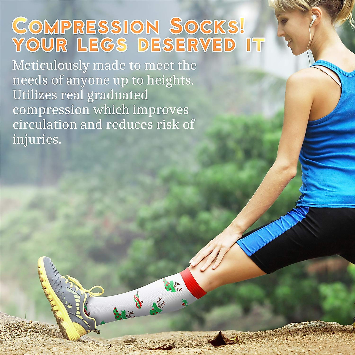 QUXIANG Compression Socks for Women & Men 15-20 mmHg, Best for Medical, Nursing, Running, Athletic, Varicose Veins, Travel
