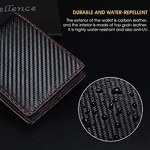 ECCELLENCE Wallets for Men RFID Blocking - Leather Wallet for Men Bifold, Men's Wallet Slim Minimalist, Carbon Fiber Wallets, Security Wallet, Genuine Leather Wallet, Birthday Gift for Husband and Dad