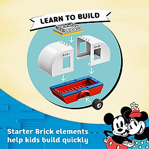 LEGO Disney Mickey Mouse and Minnie Mouse's Camping Trip 10777 Building Toy with Camper Van, Car & Pluto Figure, for Kids 4 Plus Years Old