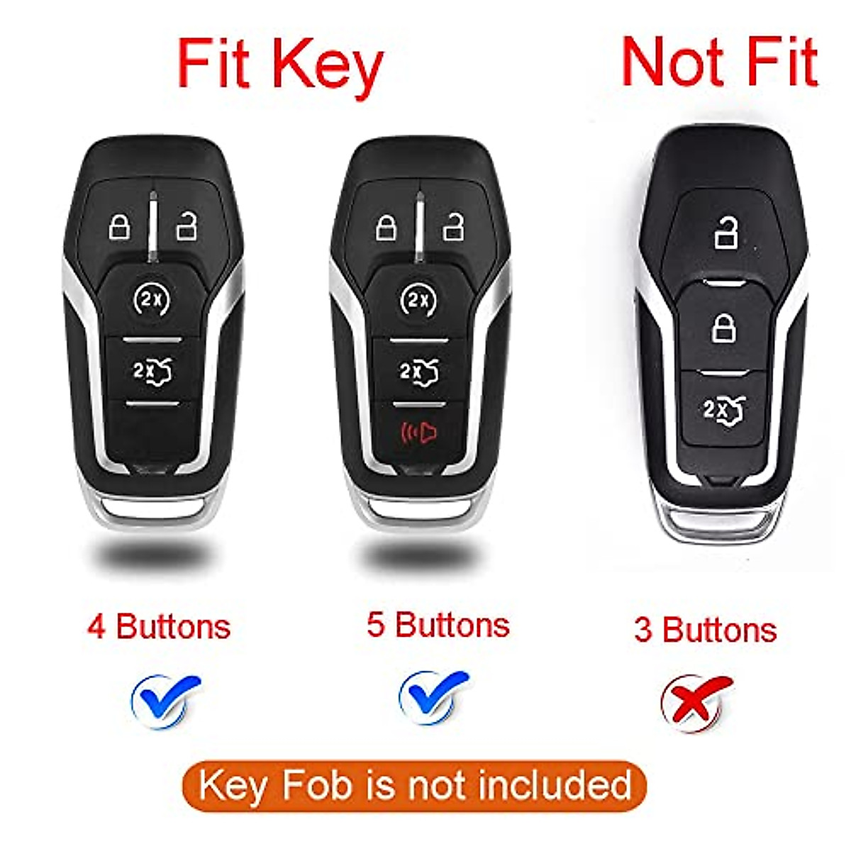 Royalfox(TM) 4 5 Buttons TPU keyless Entry Remote Key Fob case Cover for Ford Mustang F150 F450 Explorer Taurus Fusion Edge Lincoln MKZ MKC MKX Key Strap (Rose Gold)