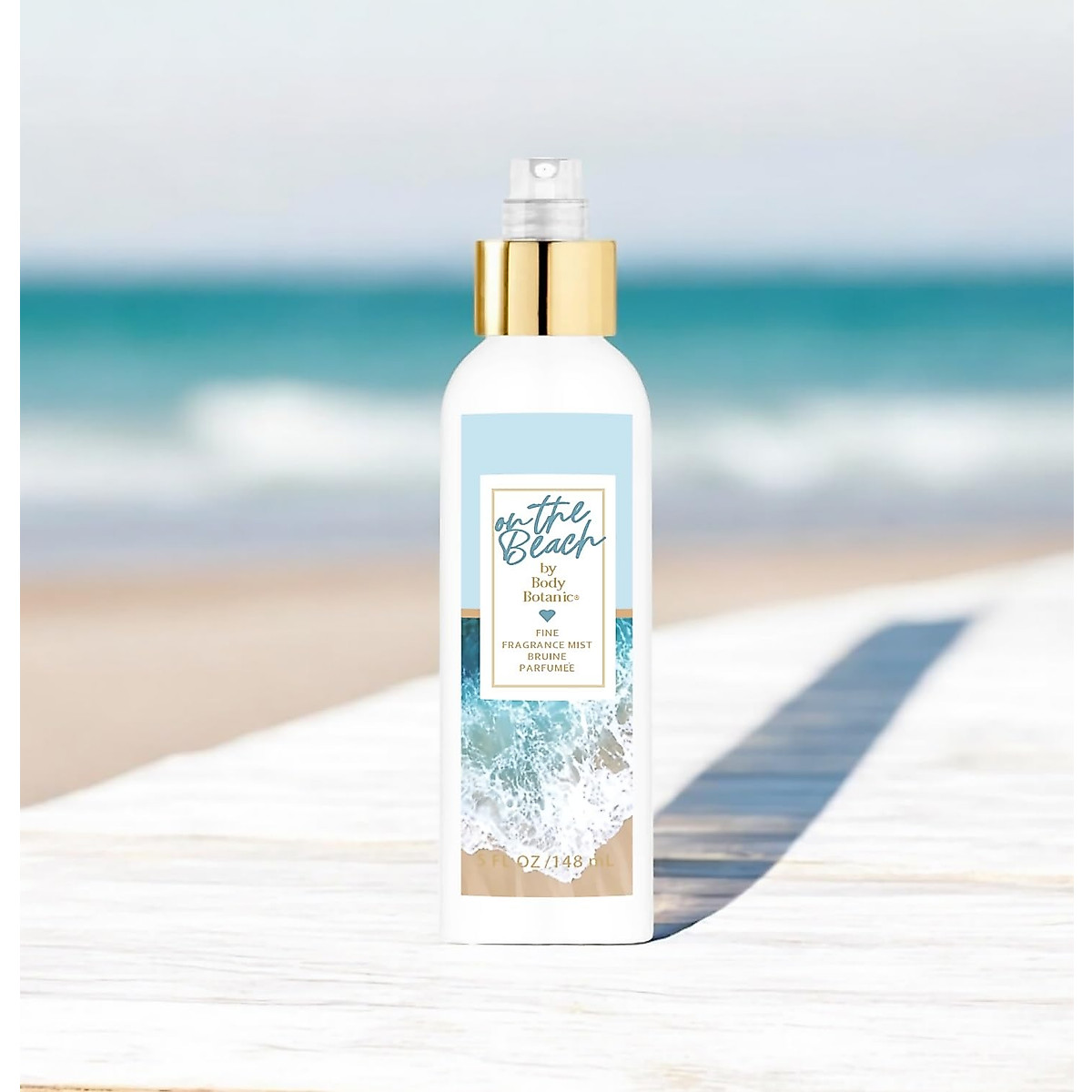 On the Beach ALCOHOL-FREE Fine Fragrance Perfume Mist by Body Botanic 5 Fl Oz 148 mL - an Irresistible Blend of Warm Sand, Sea Spray, Sand Jasmine, Mandarin, Driftwood, Sea Salt (On the Beach)