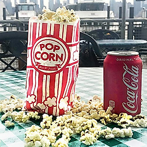 [250 Pack] Popcorn Bags 2 oz - Disposable Paper Popcorn Container, Red and White Striped Leak Proof Flat Bottom for Movie Night Snacks, Concessions, Birthday Party, Circus Carnival Decorations