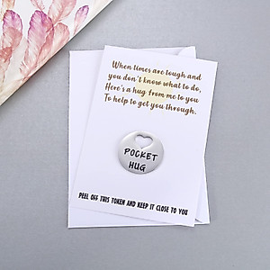 When Times are Tough Little Keepsake Pocket Hug Token & Greeting Card for Friends Family, Positivity Cheer Pick Me Up Mental Health Gift, Think of You Missing You Gift
