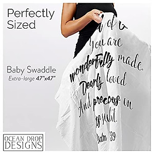 Ocean Drop 100% Cotton Muslin Swaddle Baby Blanket – ‘Child of God’ Quote with Gift Box for Baptism, Christening Gift, Godson, Goddaughter, Baby Shower – Super Soft, Breathable, Large 47 x47”