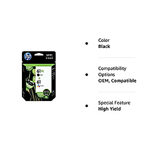 HP 61xl Black High Yield and Tri-Color Standard Yield Ink Combo Pack