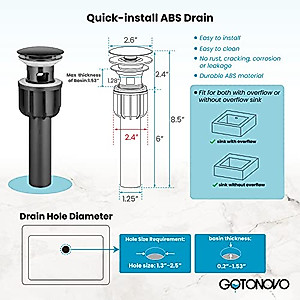 gotonovo Matte Black 4 Inch Centerset Bathroom Sink Faucet 2 Hole Lavatory Mixer Tap Deck Mount 2 Handles with Pop Up Drain and Water Supply Lines