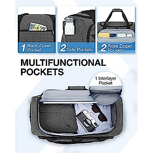 Gym Bags for Men Women, BAGSMART Duffle Bag for Travel Duffel Bags, Carry on Weekender Overnight Bag, Personal Item Travel Bag, Hospital Bags for Labor and Delivery, Shoes Bag, Grey-38L