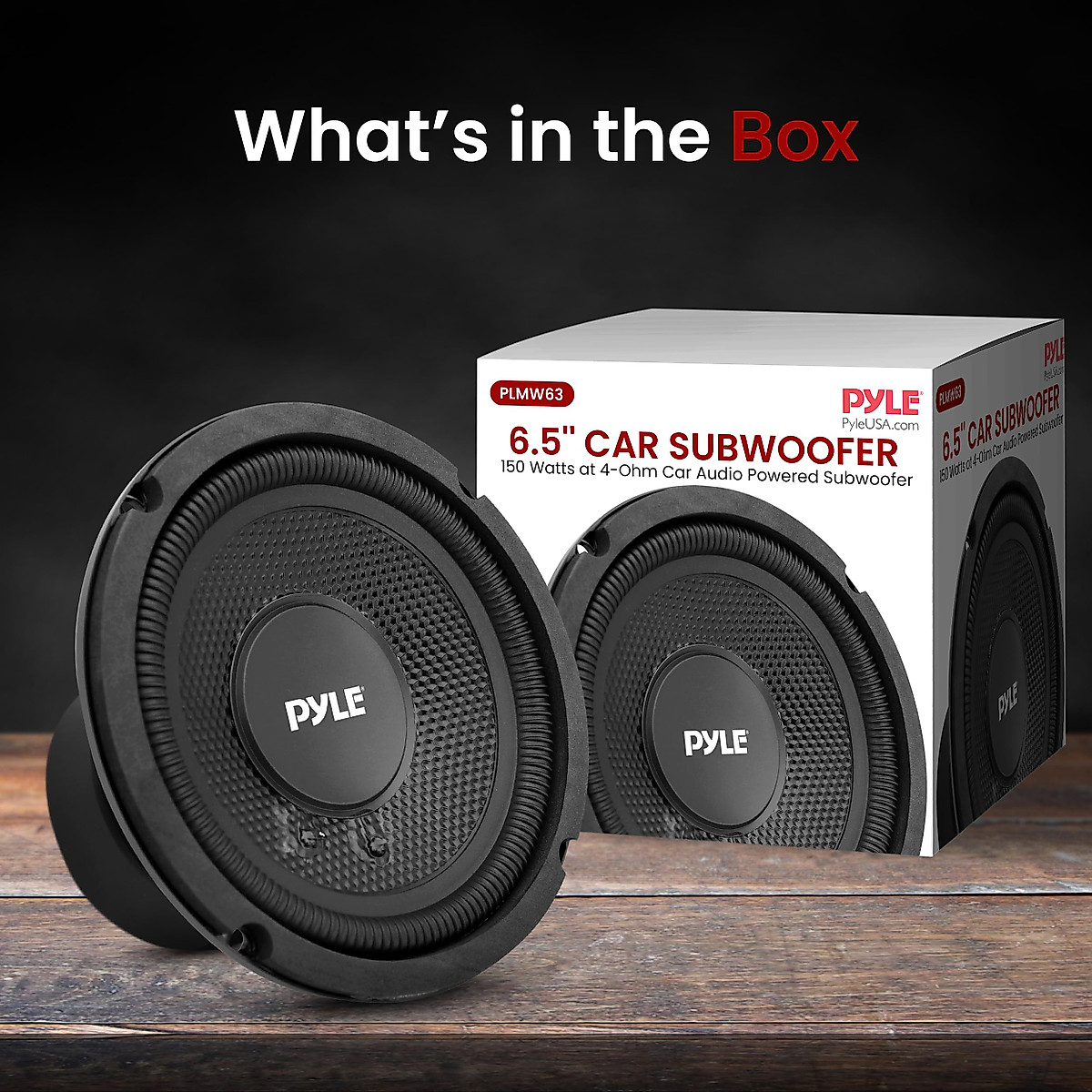 Pyle Single Voice Coil Car Subwoofer - 6.5 Inches, 150 Watts at 4-Ohm Car Audio Powered Subwoofer, Injection Cone with Rubber Edge, Car Subwoofer, Audio - PLMW63 Black