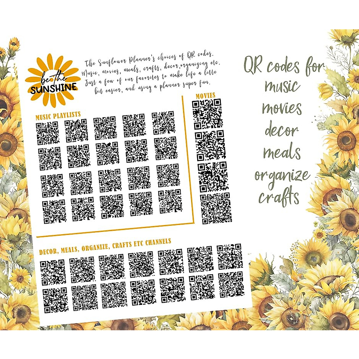 Sunflowers and Sunshine Weekly Planner Organizer, 8.5 x 11 Metal Spiral Bound Ring Binder, 60 pages, Laminated Covers and Rigid Dividers, Undated Allows You To Start Anytime