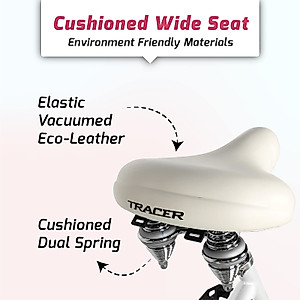 Tracer Nova Beach Cruiser Bike for Women,26 Inch Wheels,Hi Ten Steel Frame,1 Speed,Coaster Brake,Hybrid Bike for Adults,Complete Cruiser Bikes,White