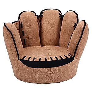 Costzon Kids Couch, Toddler Chair Sofa with Solid Wood Frame & Baseball Glove Design, Children Armchair for Play Room, Nursery, Kindergarten, Kids Room, Gift for Boys & Girls, Kids Sofa (Brown)