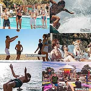 MADHERO Mens Swim Trunks with Compression Liner 2 in 1 Quick Dry Swimming Shorts Swimwear Striped Size M