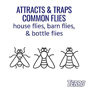 TERRO T380 Outdoor Reusable Fly Magnet Fly Trap - Poison Free Fly Killer and Trap with Bait