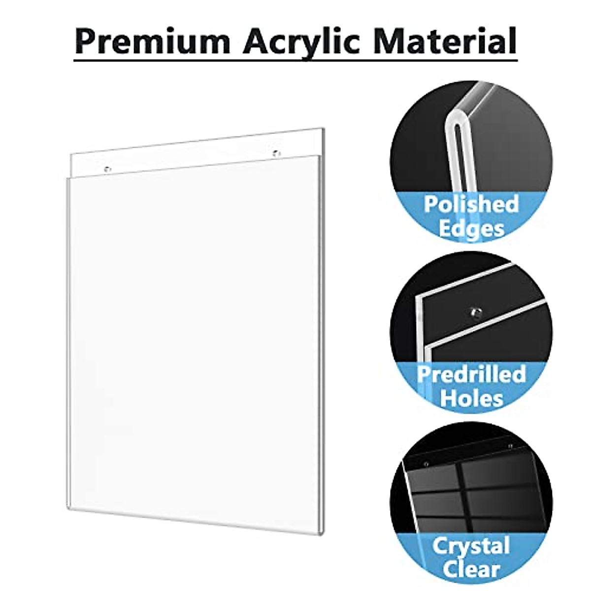 MaxGear 12 Pack Wall Mount Sign Holder 8.5 x 11, Clear Plastic Picture Frames Bonus with Mounting Screws, Wall Sign Holder Door Sign Holder Document Holder Perfect for Home, Office, Store-Vertical