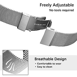 EACHE Stainless steel Mesh watch band for Men Women Quick release Adjustable Mesh Watch Straps 18mm Silver