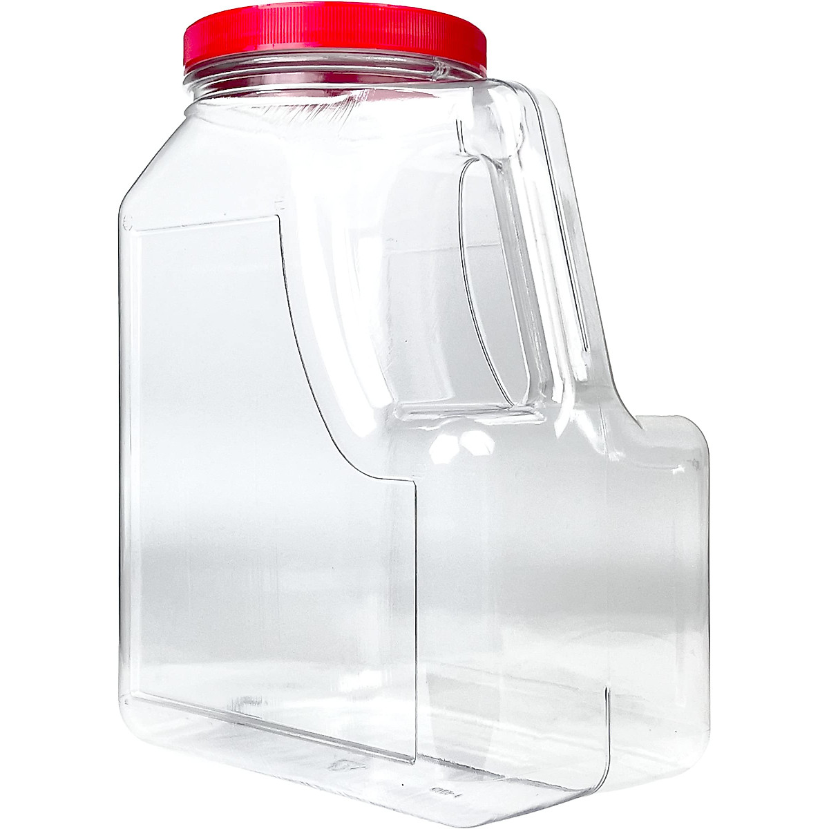 Dubble O 4-Pack Clear Wide Mouth Plastic Jar for Dry Goods/Spice Jar with Handle and Lid - 160 oz. / 1.25 Gallon - Food and Household Supplies Storage Container/Organizer