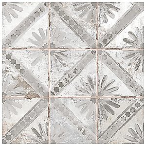 SomerTile FPEHMMKGR Harmonia Kings Marrakech Grey 13" x 13" Ceramic Floor and Wall Tile, White