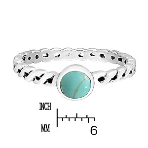 AeraVida Simple Twisted Band Round Green Turquoise925 Sterling Silver Ring (8)