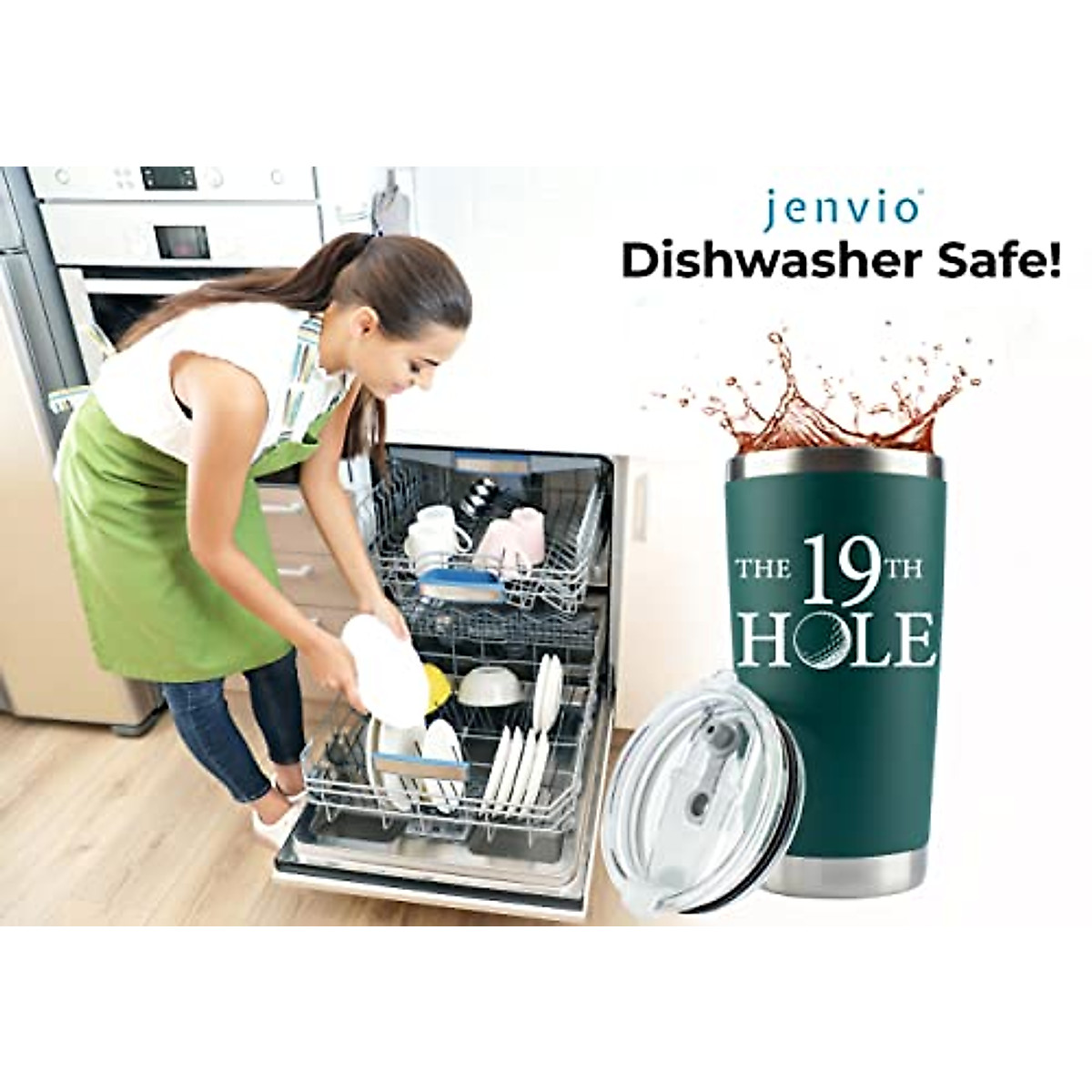 JENVIO Gifts for Golfers | The 19th Hole | Stainless Steel Travel Tumbler with 2 Lids 2 Straws Gift Box and Card | Unique Cool Funny Valentines Golf Stocking Stuffers Husband Dad Stuff Cup