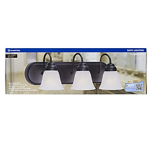 Hampton 7460-113 3-Light Vanity with Alibaster Glass Shades, Alabaster