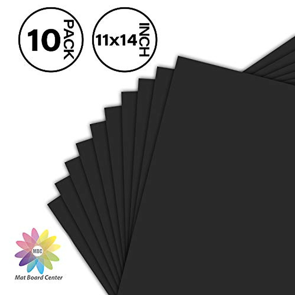 Mat Board Center, 10-Pack Backing Boards - Full Sheet - for Art, Prints, Photos, Prints and More (Black, 11x14)