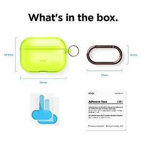 elago Compatible with AirPods Pro Case Clear - High Rating, TPU Transparent Shockproof, Protective Case Cover with Keychain, Gel Tape Included, Wireless Charging [Neon Yellow]