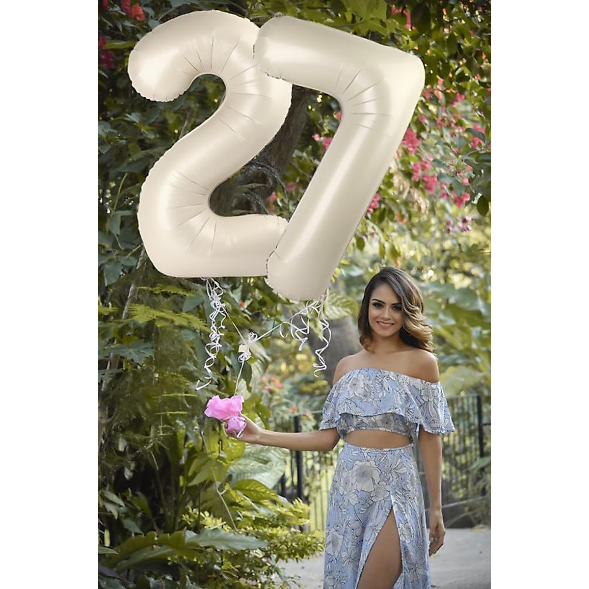 Number 2 Balloon 40 Inch Cream White Giant Two Balloon Number Birthday Decorations, 2nd 12 21st Party Celebration Decorations Graduations Anniversary Baby Shower