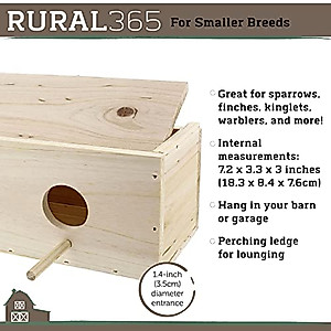 Rural365 Bird Nesting Boxes for Cages - Small 7.9 x 3.9 x 3.6in Wooden Bird House Breeder Bird Box Fit Swallow and Finch