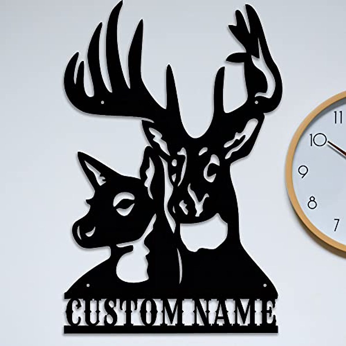 Couple Deer Head Monograms Custom Name Metal Wall Art, Deer Head Decorations Personalized Custom Monogram Hunting Hunter Inspired Decorative Accent Home Decor Sign For Rustic Home Wall