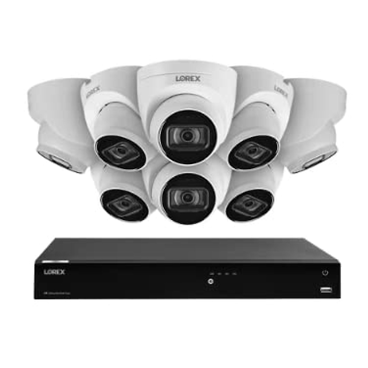 Lorex Fusion 4K (16 Camera Capable) 3TB Wired NVR System with 8 White IP Dome Cameras Featuring Listen-in Audio