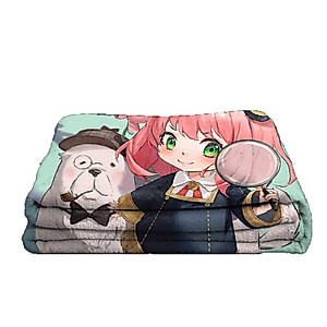 Spy x Family Throw Blanket 50x40 inch,Japanese Anime Fleece Blanket,Anya Forger Fleece Blanket,spyfamily yor Blankets,Ultra Soft Anime Throw Blanket for Couch,A