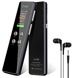 ZAQE Digital Voice Recorder, Voice Activated Recorder, Voice Recorder with Playback, Noise Reduction, Password Protection, 1536Kbps Portable Rechargeable Audio Recorder for Lectures Meetings (64GB)