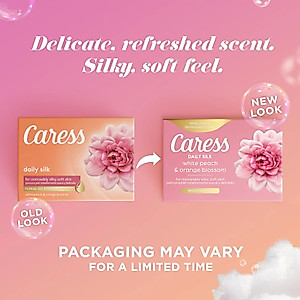 Caress Beauty Bar Soap For Noticeably Silky Soft Skin Daily Silk Extract and Floral Oil Essence 3.15 oz 3 Bars
