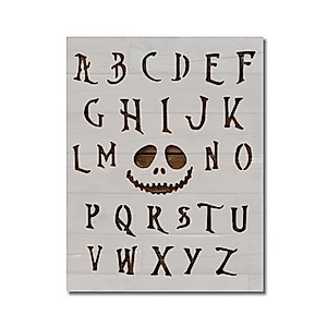 Nightmare Before Christmas Font Alphabet Stencil Template Reusable for Painting on Walls, Wood, Arts and Crafts (283) - 8.5 x 11 Inches