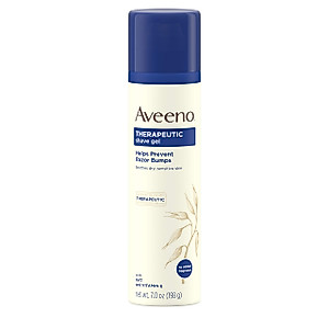 Aveeno Therapeutic Shave Gel with Oat and Vitamin E to Help Prevent Razor Bumps and Soothe Dry and Sensitive Skin, No Added Fragrances and Non-Comedogenic, 7 oz (Pack of 6)