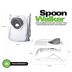 Joovy Spoon Baby Walker & Activity Center Featuring Three Adjustable Heights, Tough Luggage Grade Seat Material, and 30 lb Weight Capacity - JPMA Safety Certified (Charcoal)