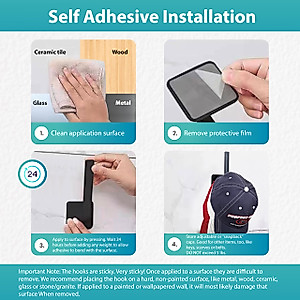 Perfect Curve Hat Rack for Hat Storage, Multi-Purpose Hat Organizer, Strong Adhesive Hat Hooks for Wall, Hat Organizer for Baseball Caps, Hat Hook, (Black 4-Pack)